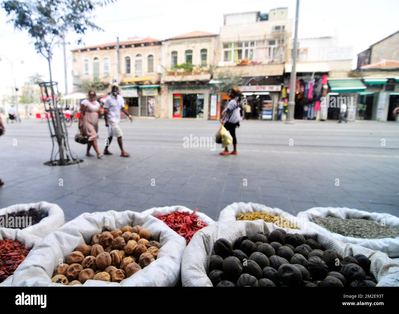 Dried Persian lemons displayed in a spice shop at the Machane Yehuda ...