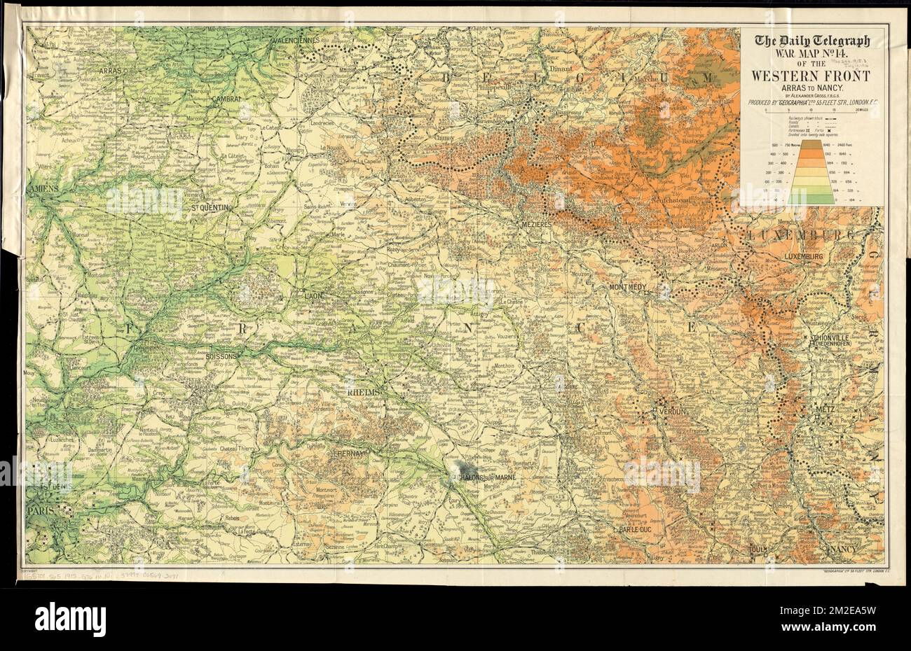 The Daily Telegraph war map no. 14 : of the western front, Arras to ...