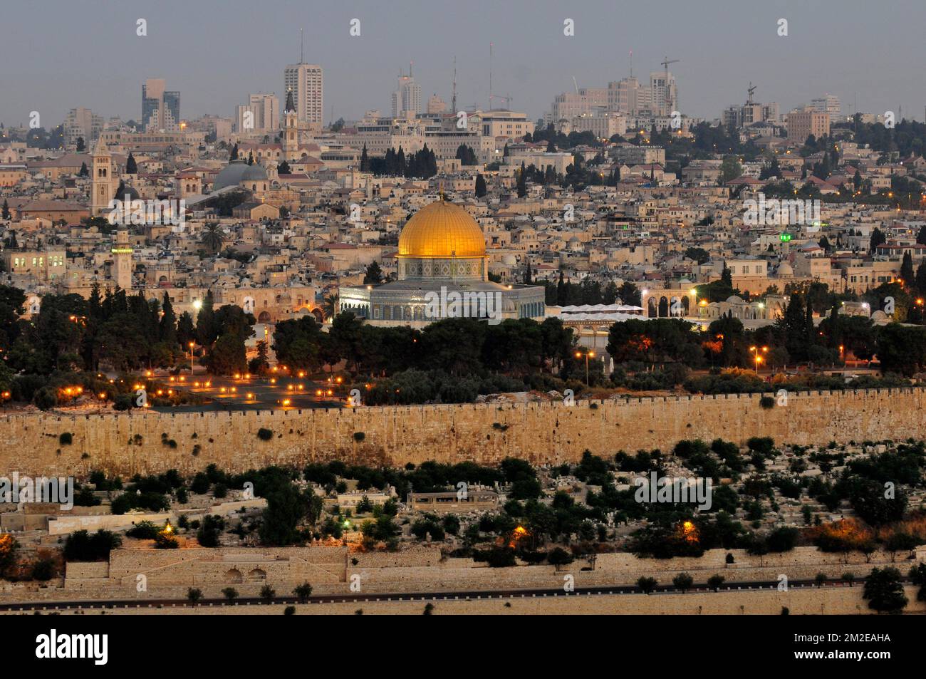 Early morning views of Jerusalem from the Mount of Olives in East ...
