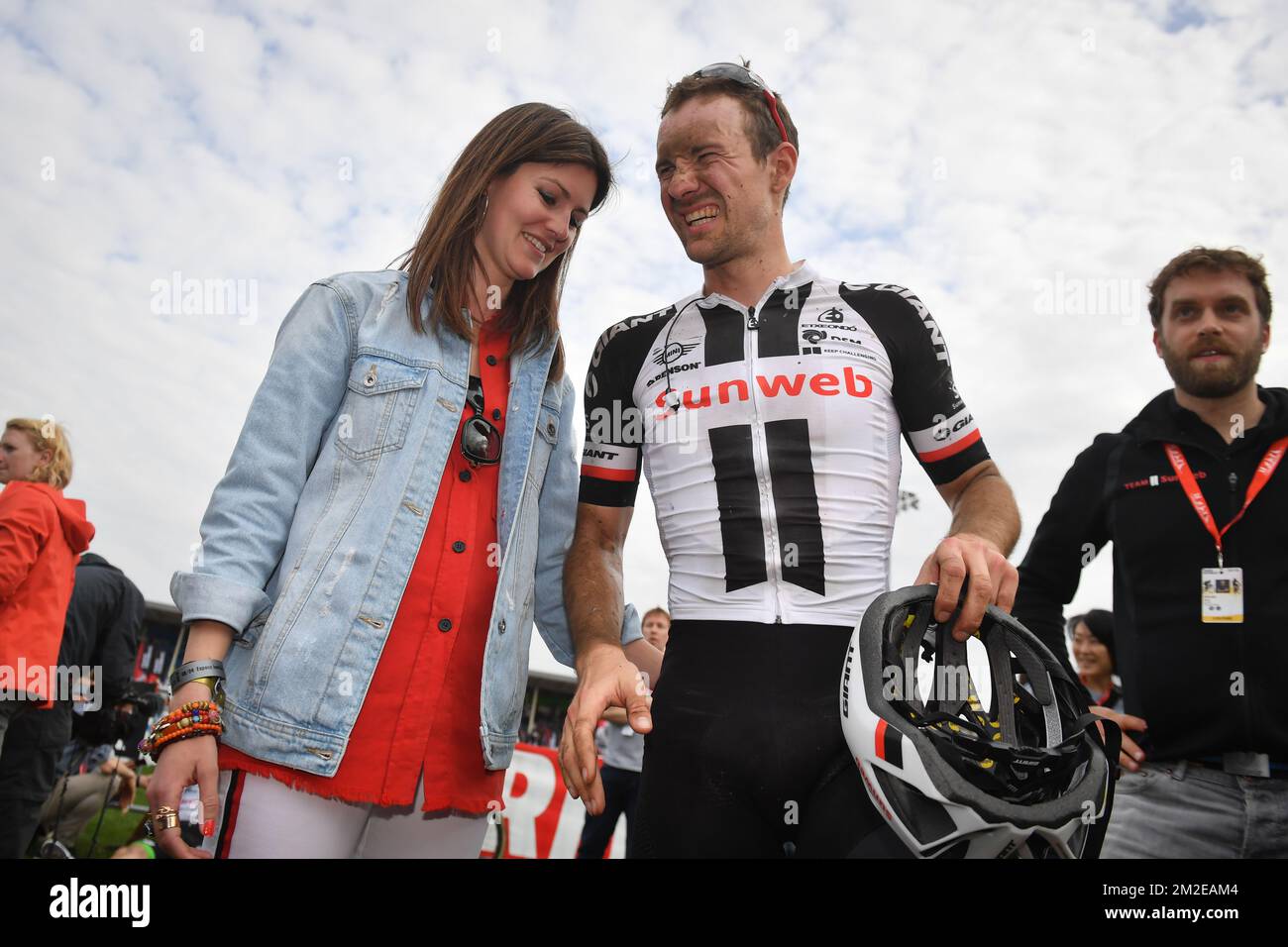 Belgian Edward Theuns of Team Sunweb pictured after the 116th edition of the 'Paris-Roubaix' one ...