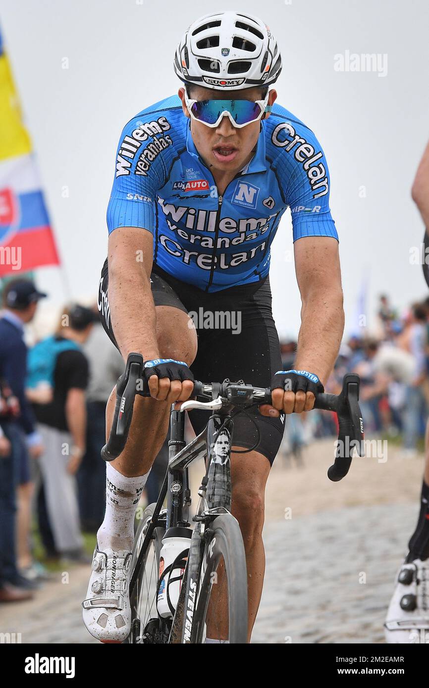 Belgian Wout van Aert of Verandas Willems - Crelan pictured in action ...