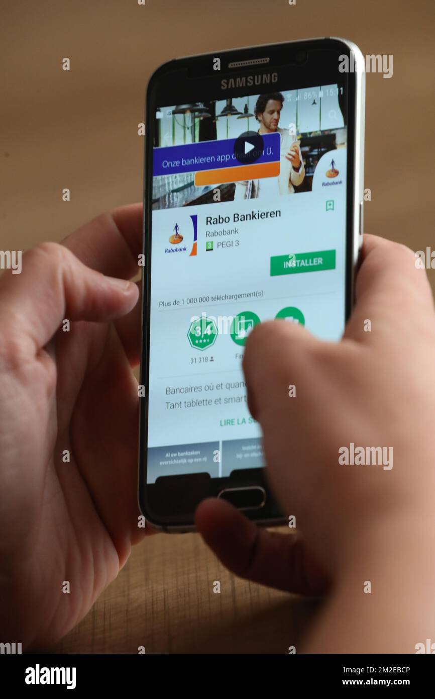 Illustration picture shows the installation of the mobile phone app of ...