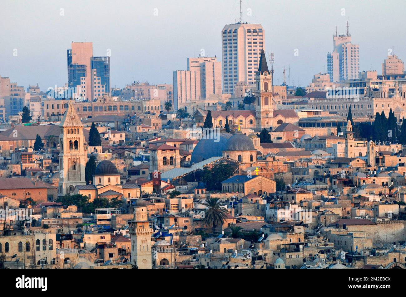 Early morning view of the old city of Jerusalem and West Jerusalem in ...