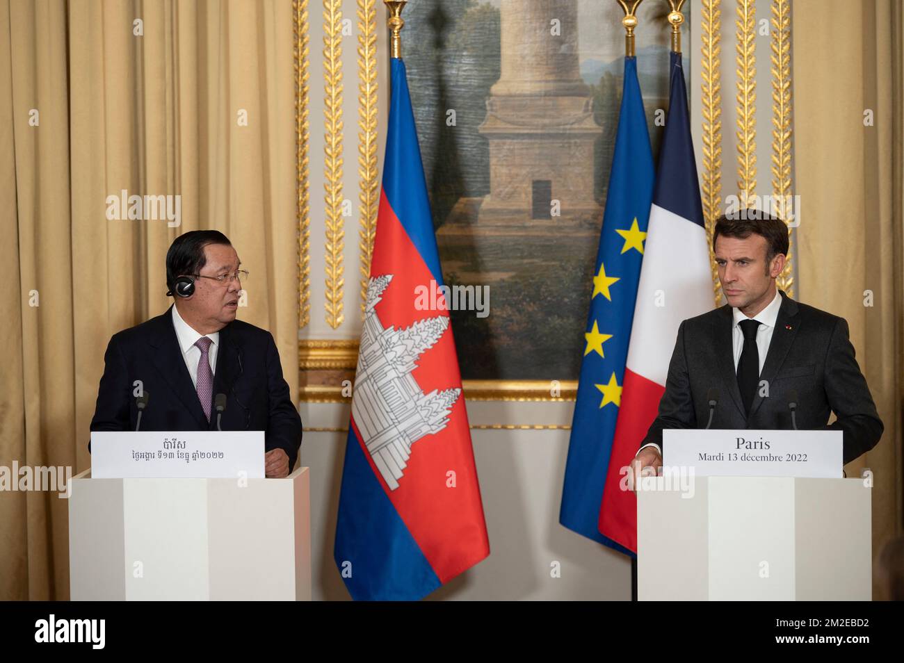 Paris, France, December 13, 2022. French President Emmanuel Macron and ...