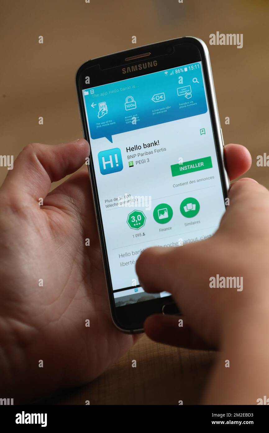 Illustration picture shows the installation of the mobile phone app of ...