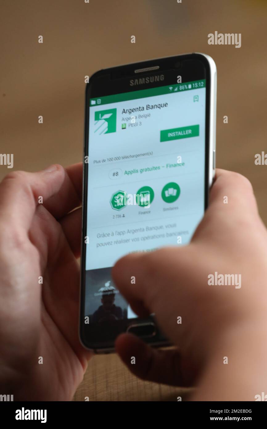 Illustration picture shows the installation of the mobile phone app of ...