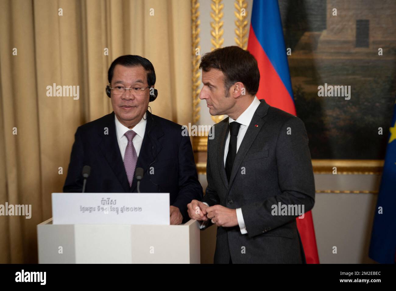Paris, France, December 13, 2022. French President Emmanuel Macron and ...