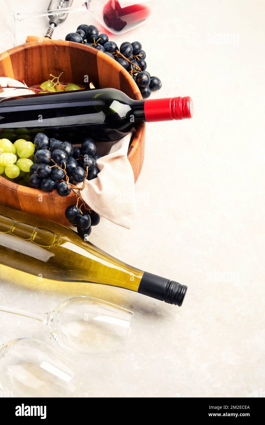 Wine Tasting. An overhead photo of glasses of red and white wine with a ...