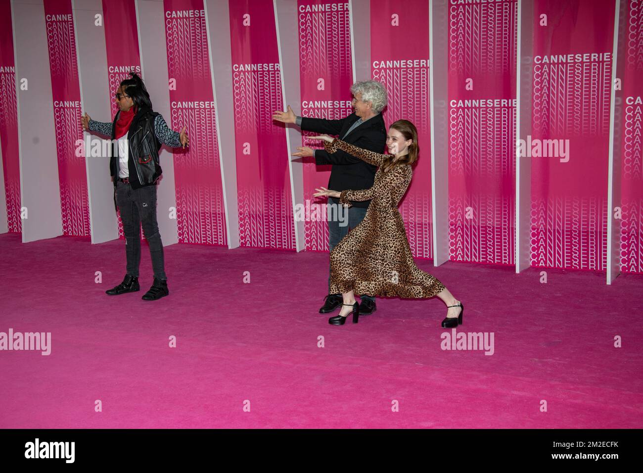 Ed Solomon, Adi Shankar and Jessica Barden on the pink carpet, for the ...