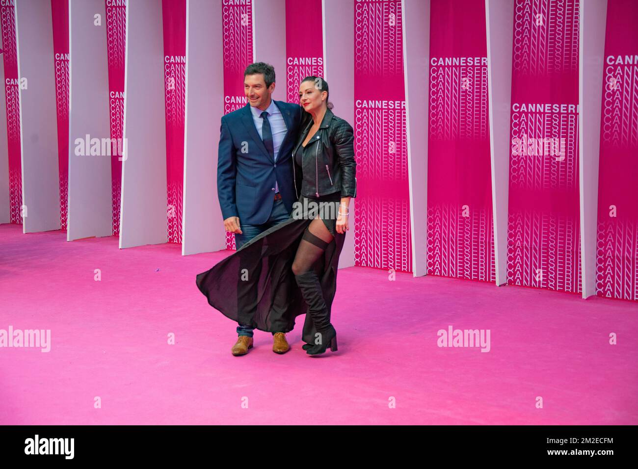 Franck Semonin and his wife Helene on the pink carpet, for the closing ...
