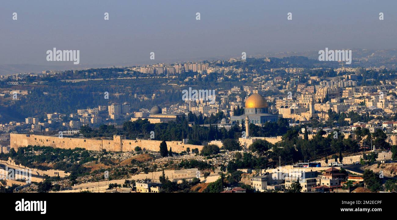 Early morning views of Jerusalem from the Mount of Olives in East ...