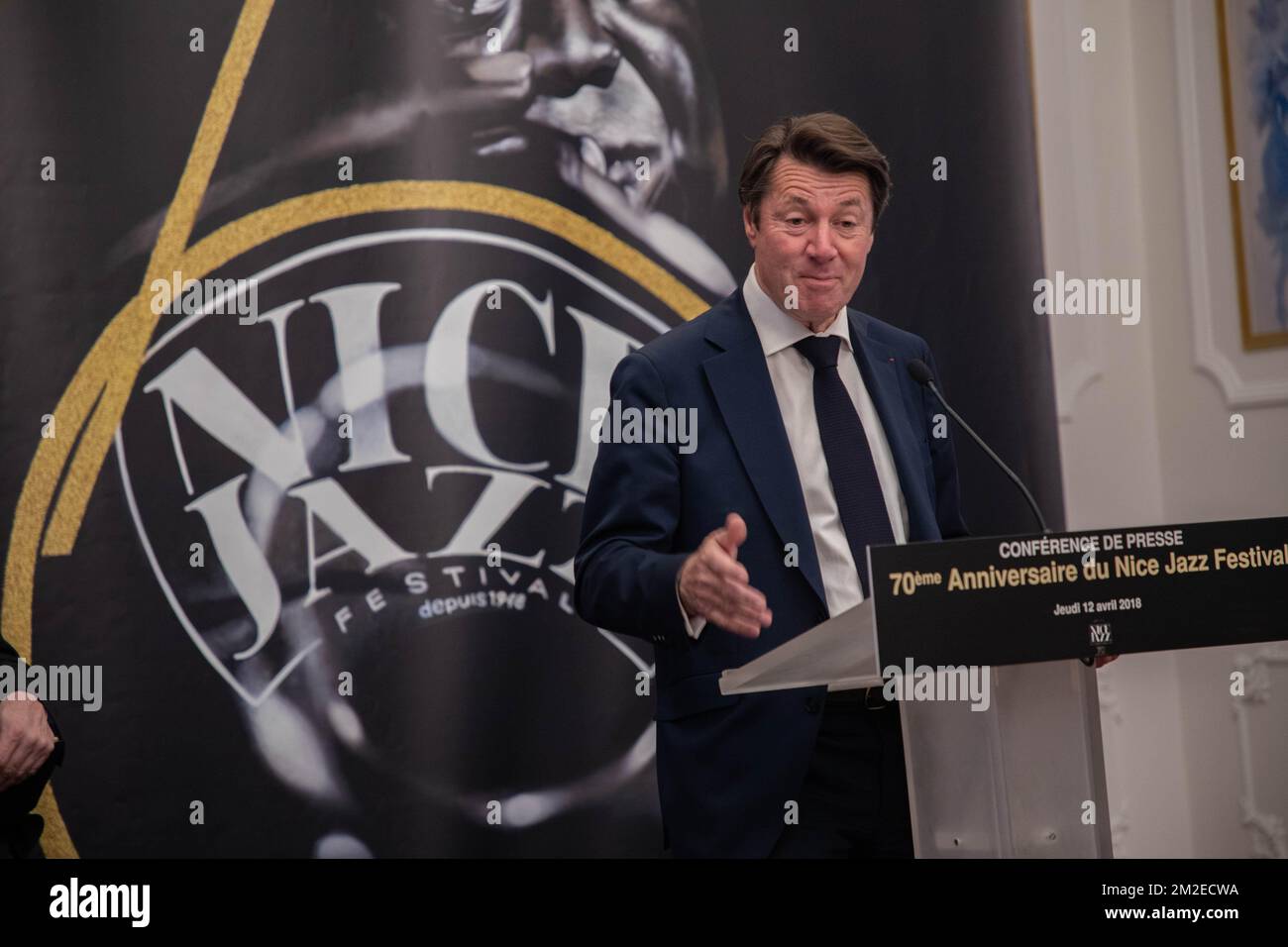 The mayor of Nice Christian Estrosi, unveiled the poster of the next ...