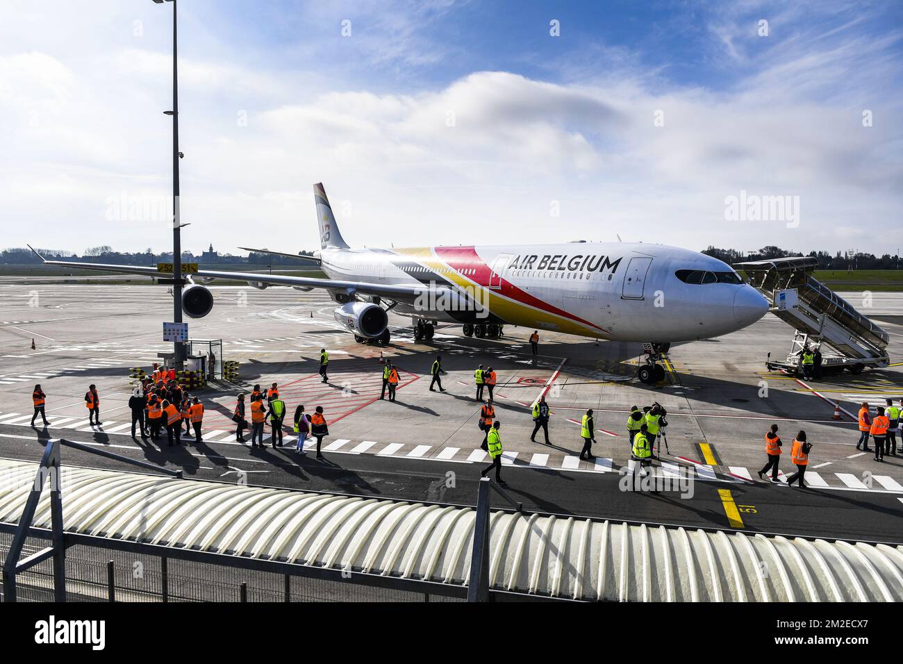 Illustration picture shows the arrival of the first plane of Air ...
