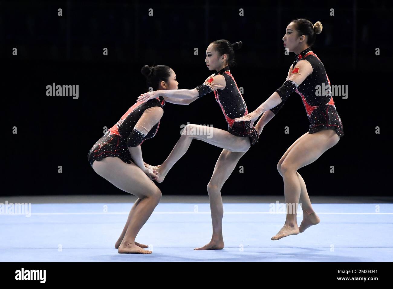 China group Yushan Duan, Qiuqiong Ji and Jieyu Liu pictured in action ...
