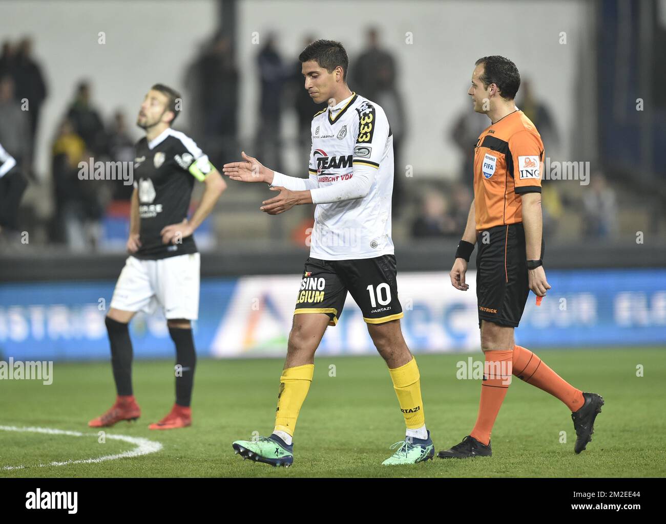 Lokeren's Jose Cevallos celebrates after scoring during the Jupiler Pro ...