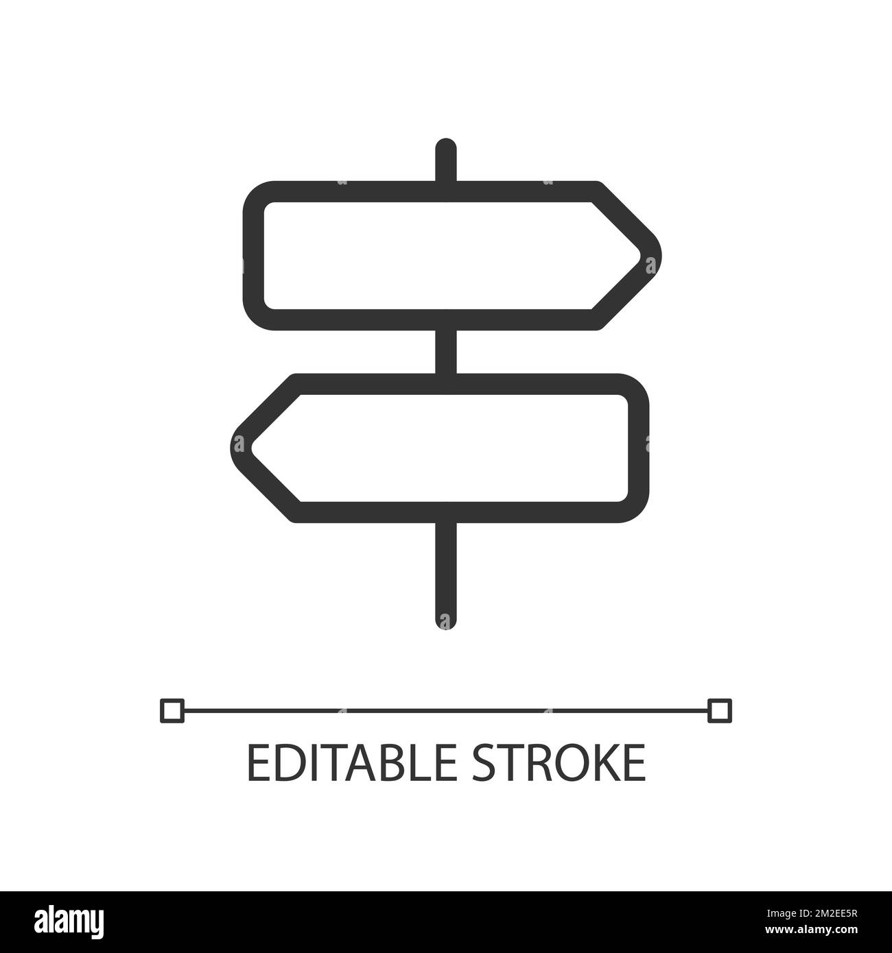 Signposts pointing in different directions pixel perfect linear ui icon ...