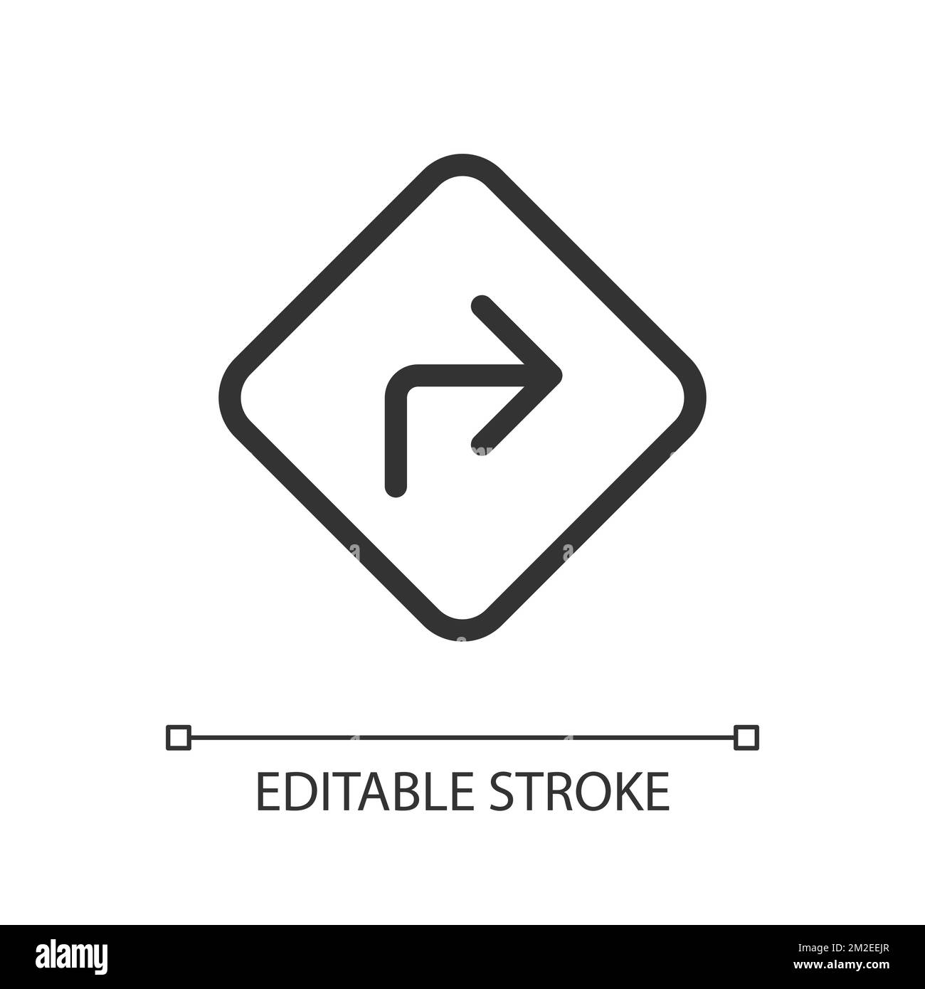 Road sign with turning right direction pixel perfect linear ui icon Stock Vector Image & Art - Alamy