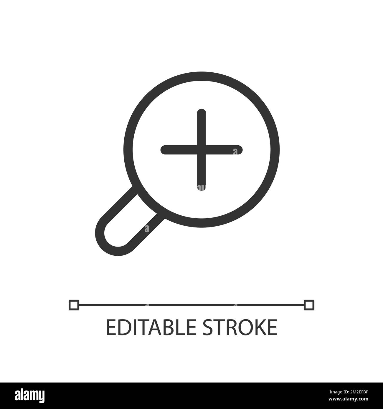 Magnifying glass with plus for map pixel perfect linear ui icon Stock Vector Image & Art - Alamy