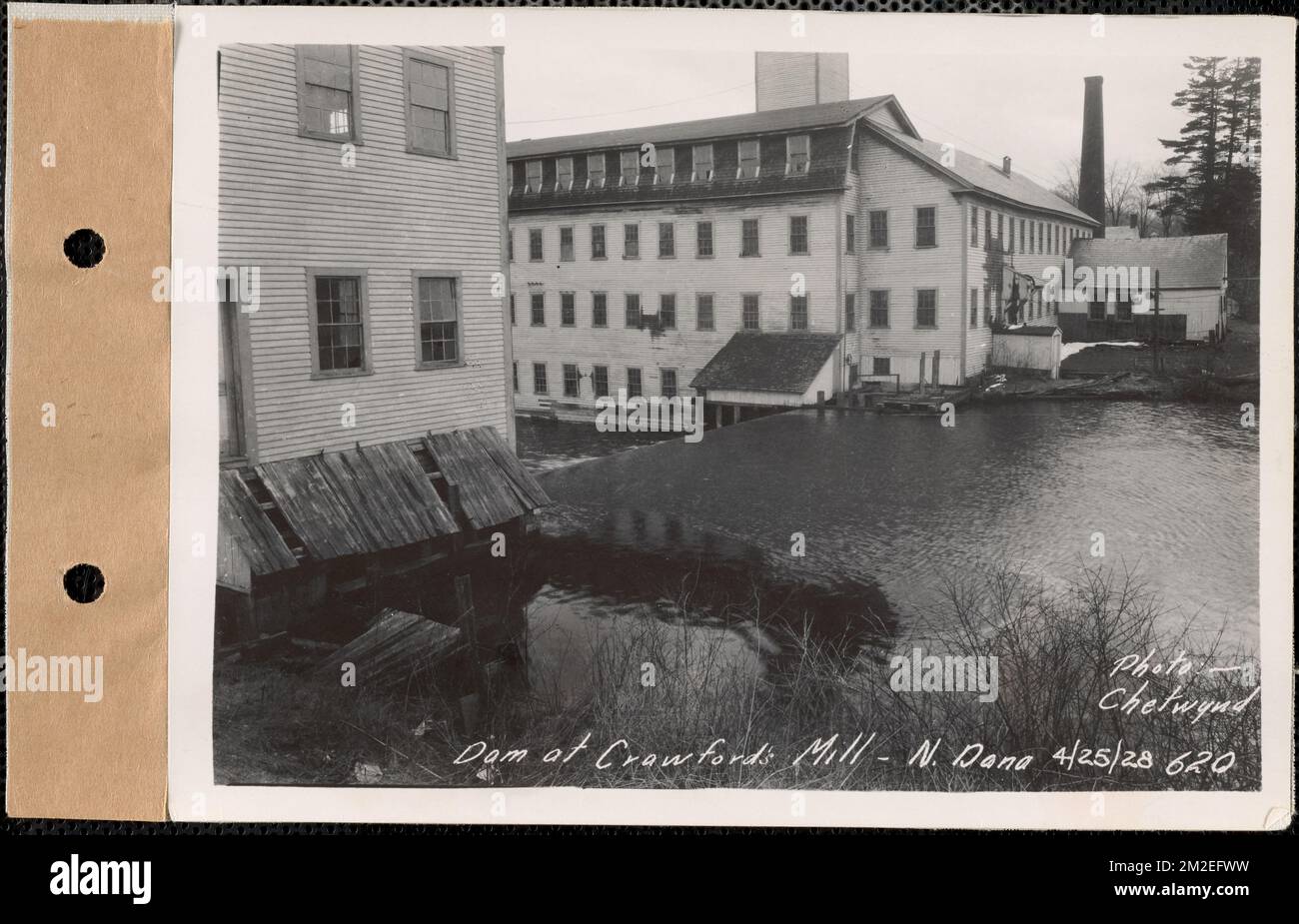 Dam at Crawford's Mill, mill dam, North Dana, Dana, Mass., Apr. 25 ...