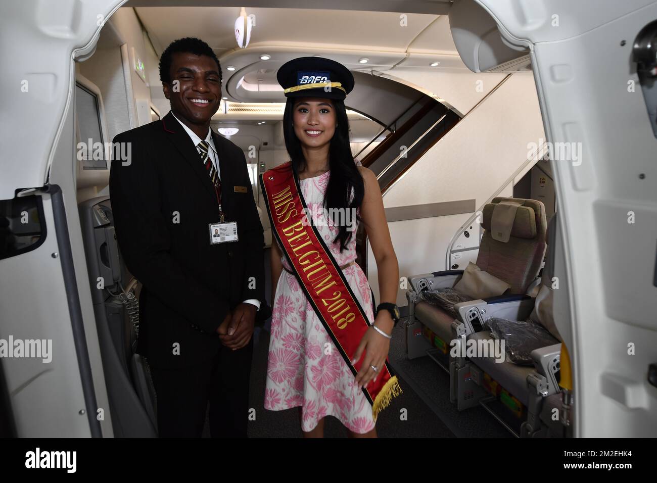 Miss Belgium 2018 Angeline Flor Pua pictured in the first class inside ...