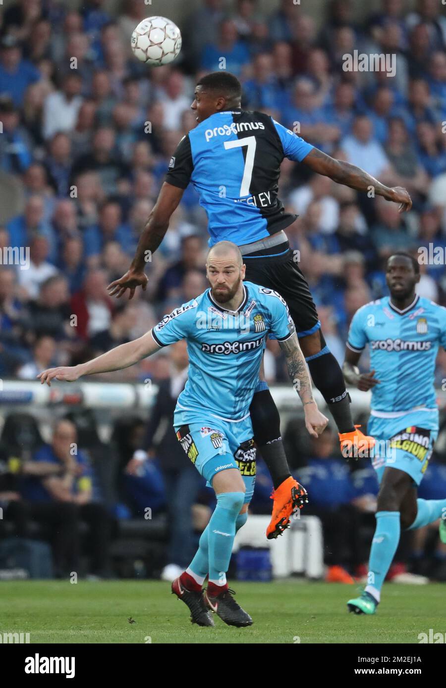 Charleroi's Dorian Dessoleil and Club's Wesley Moraes fight for the ...