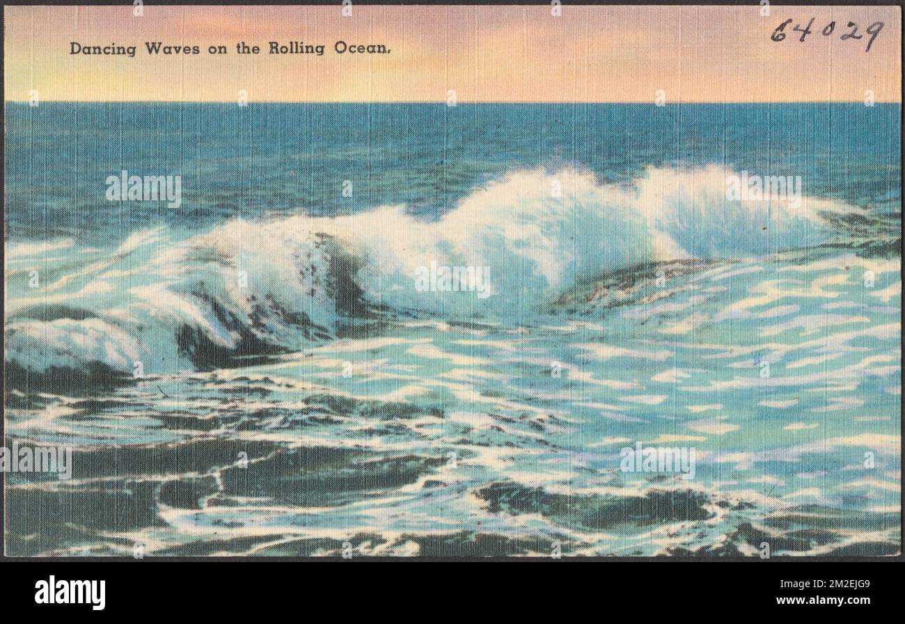 Dancing waves on a rolling ocean , Seas, Tichnor Brothers Collection ...