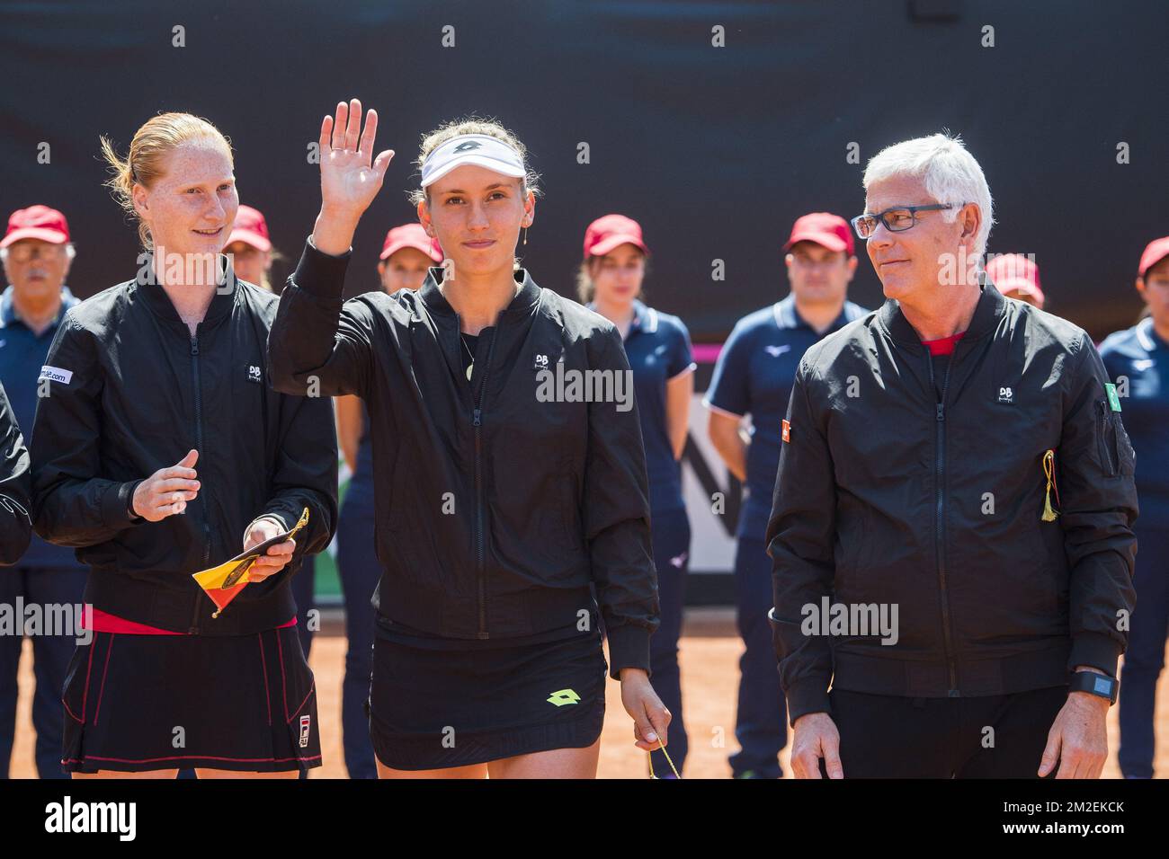 Belgian Alison Van Uytvanck, Belgian Elise Mertens and Belgian captain ...