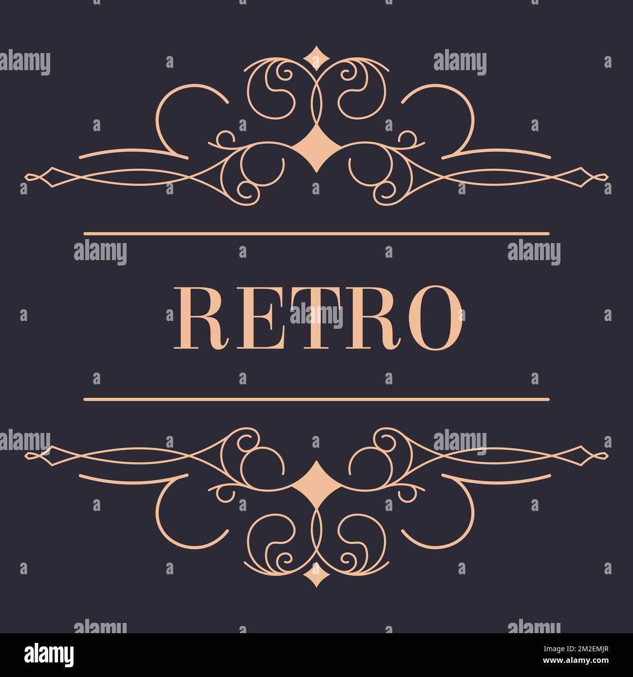 Retro ornamental logotype with line and swirls vector Stock Vector ...