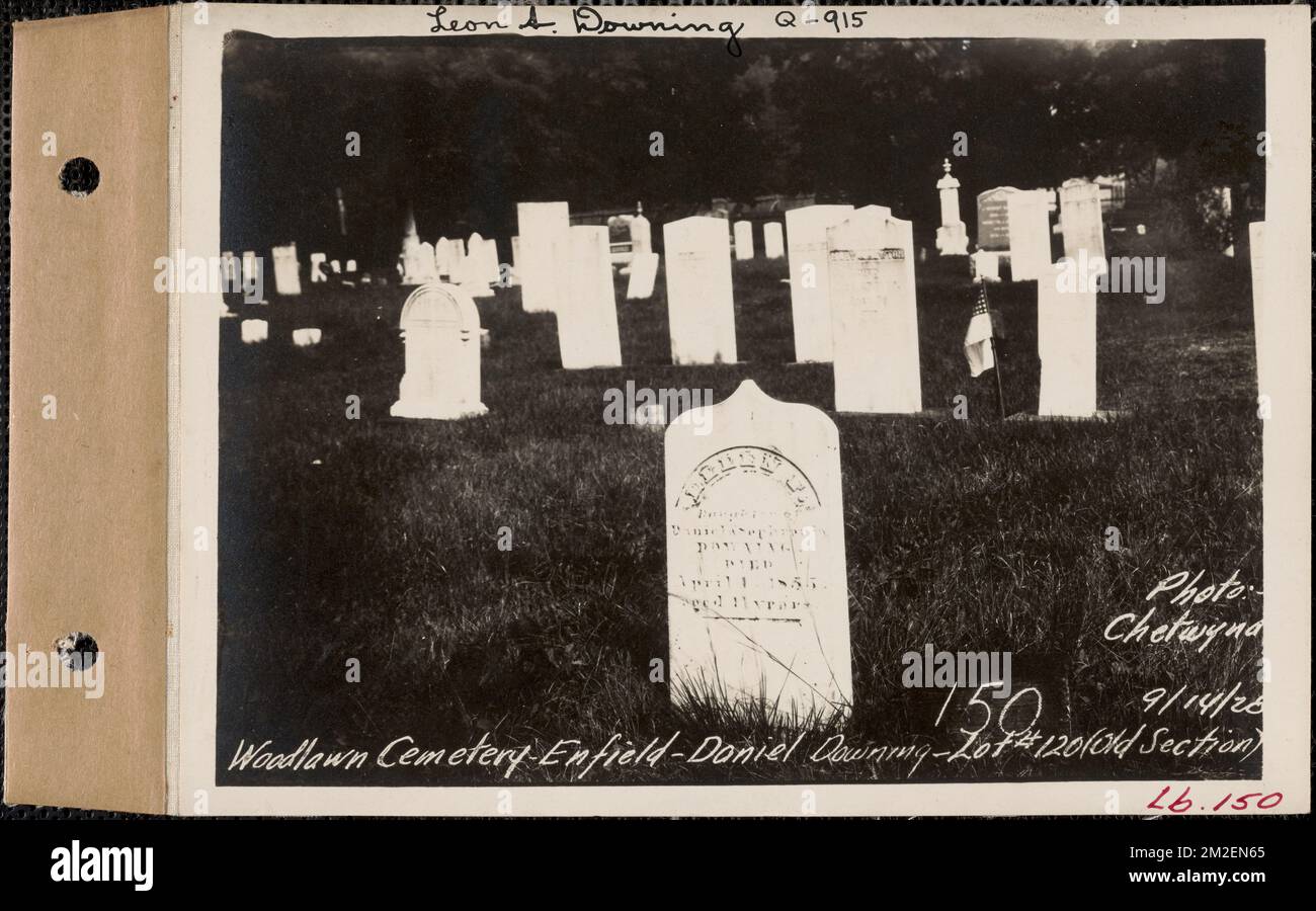 Daniel Downing, Woodlawn Cemetery, old section, lot 120, Enfield, Mass ...