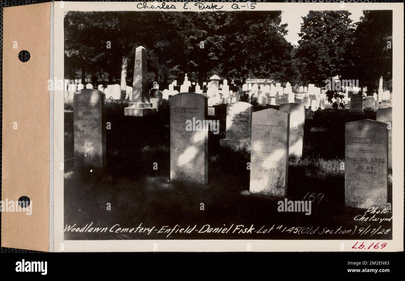 Daniel Fisk, Woodlawn Cemetery, old section, lot 145, Enfield, Mass., Sept. 17, 1928 : Charles E ...