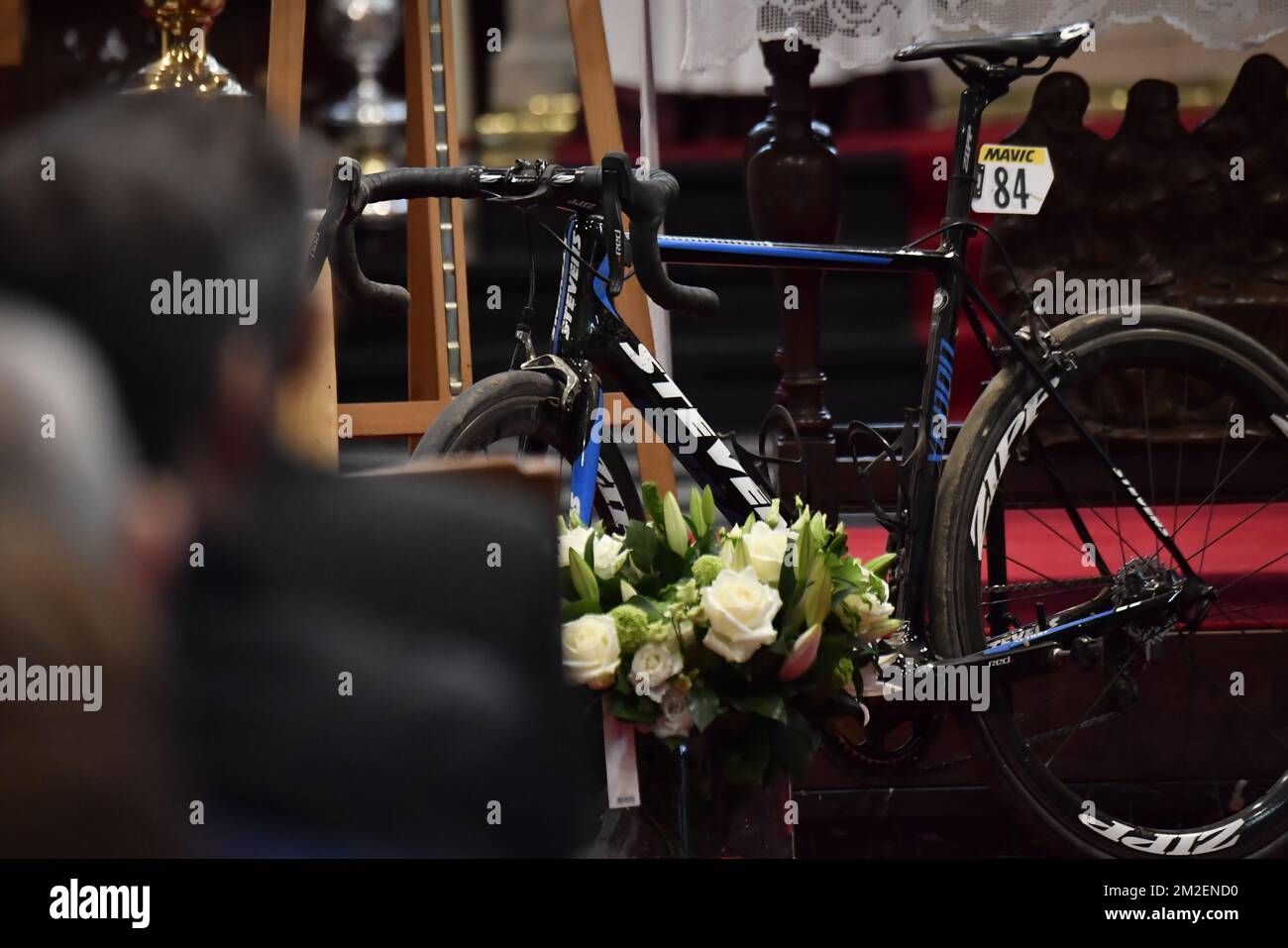 The bicycle of cyclist Michael Goolaerts pictured at his funeral ...