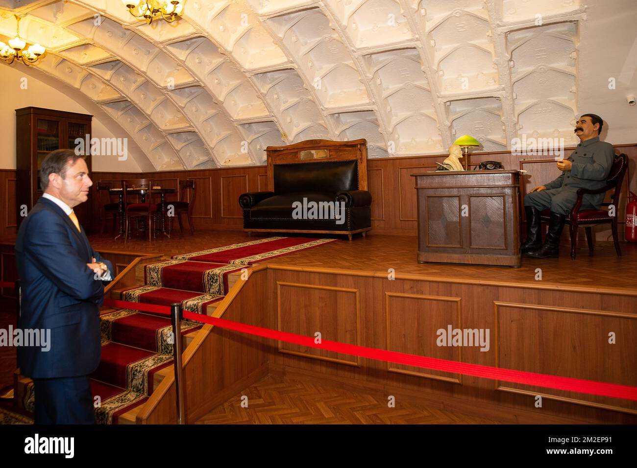 Antwerp Mayor Bart De Wever pictured during a guided tour in the Bunker ...
