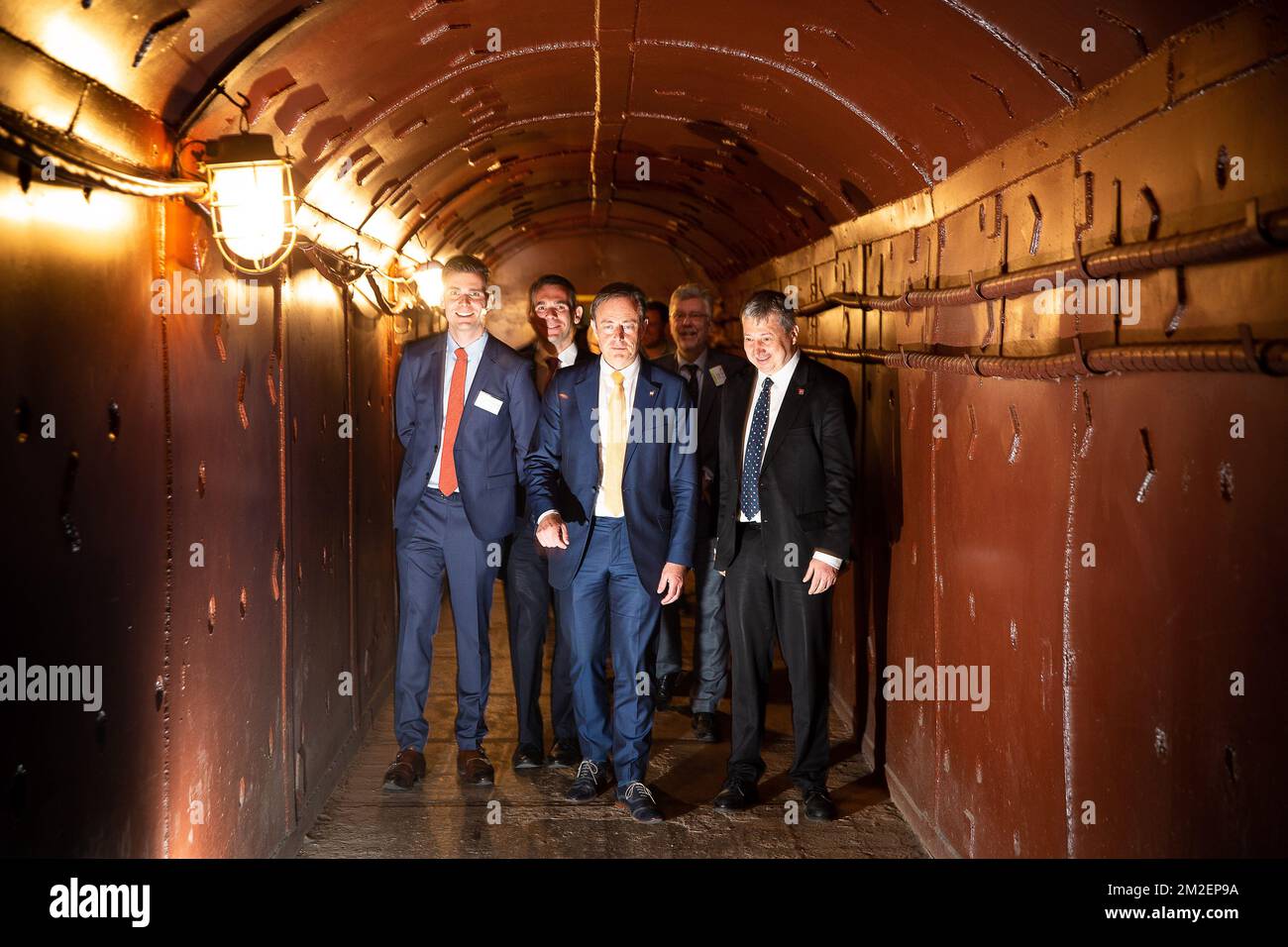 Antwerp Mayor Bart De Wever pictured during a guided tour in the Bunker ...