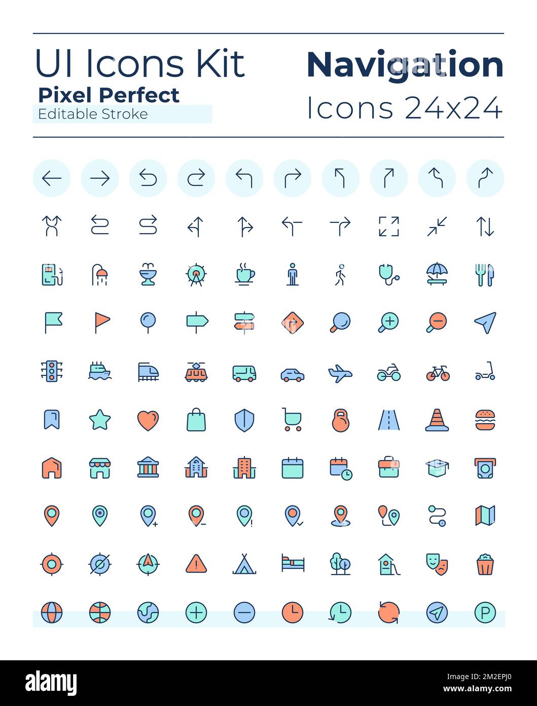 Tracking real time location pixel perfect RGB color ui icons set Stock Vector Image & Art - Alamy