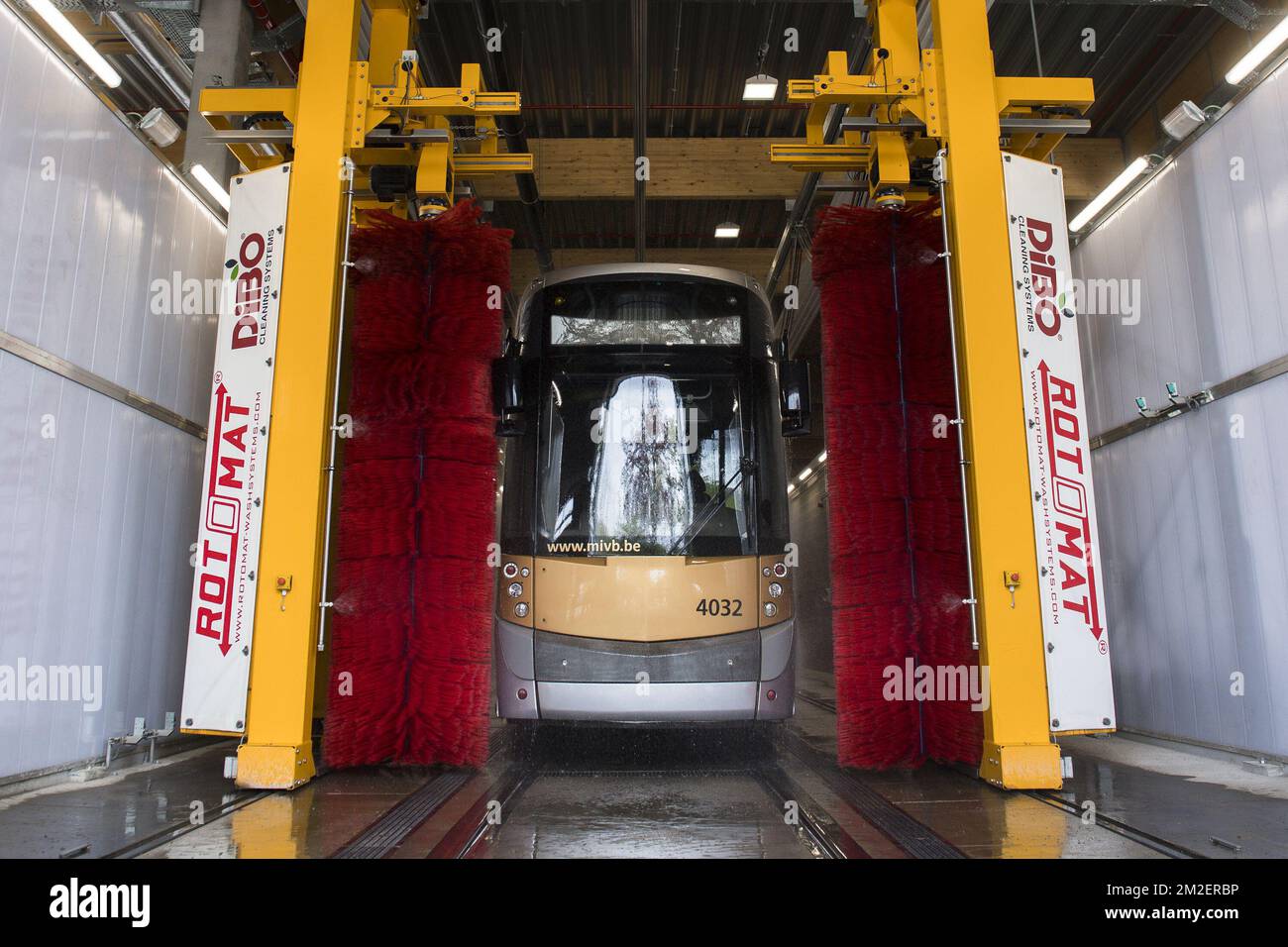 Illustration picture shows a tram washing street a press visit to ...