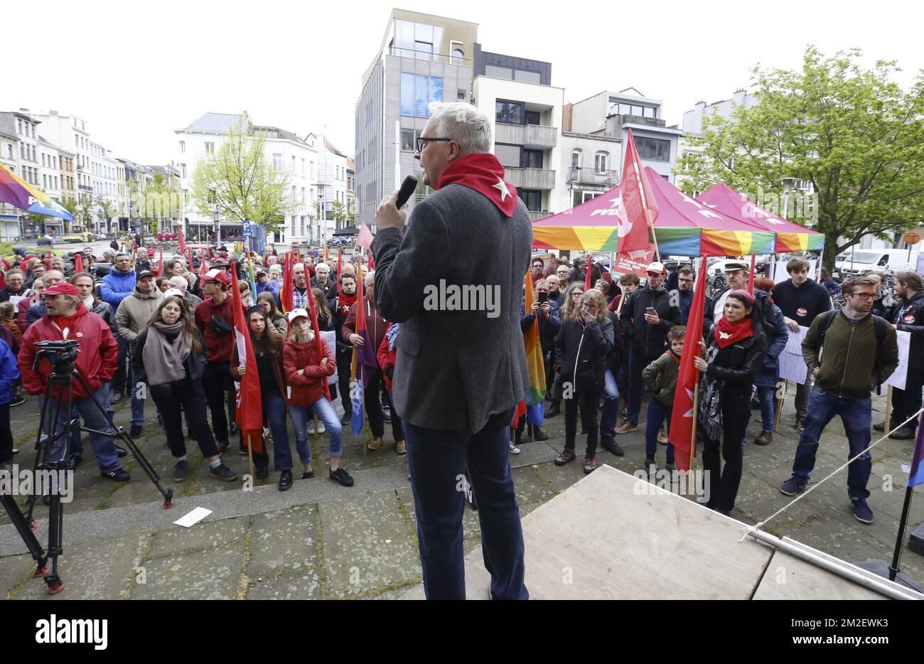 PVDA - PTB chairman Peter Mertens delivers a speech at a meeting of ...