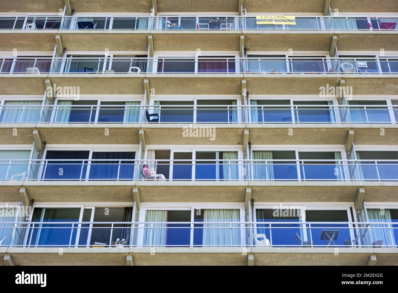 Block flats people on balcony hi-res stock photography and images - Alamy