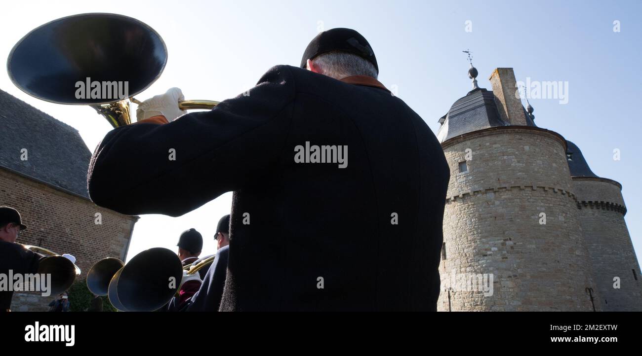 Illustration picture shows hunting horn players in action, during a ...