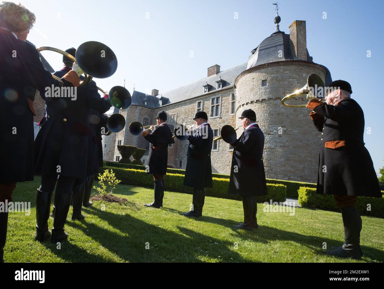 Illustration picture shows hunting horn players in action, during a ...