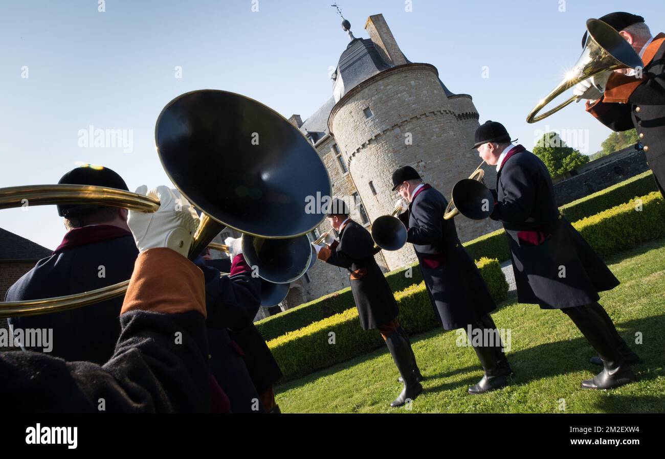 Illustration picture shows hunting horn players in action, during a ...
