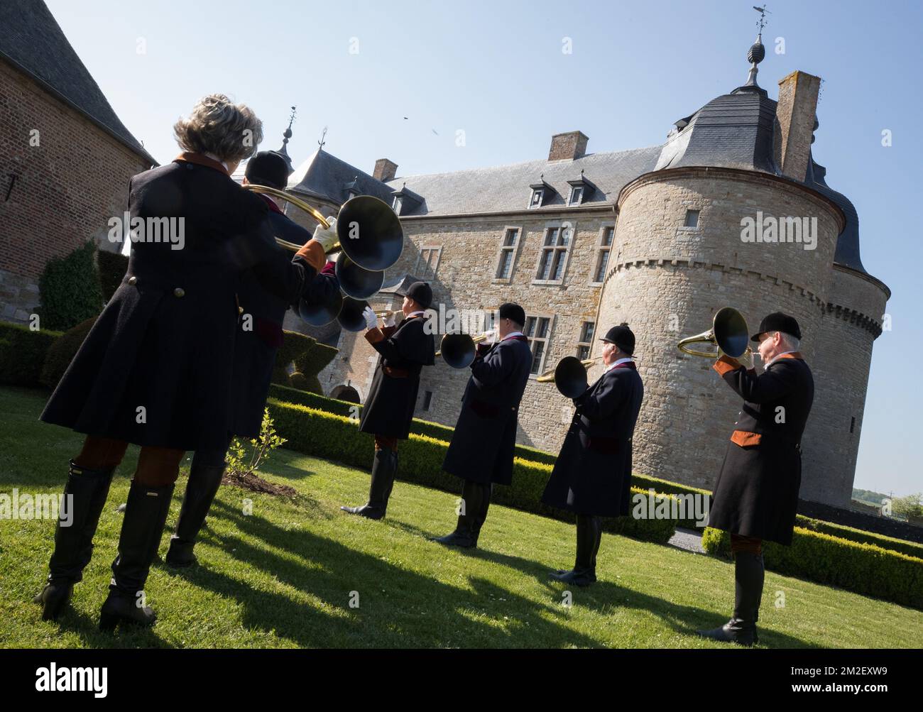 Illustration picture shows hunting horn players in action, during a ...