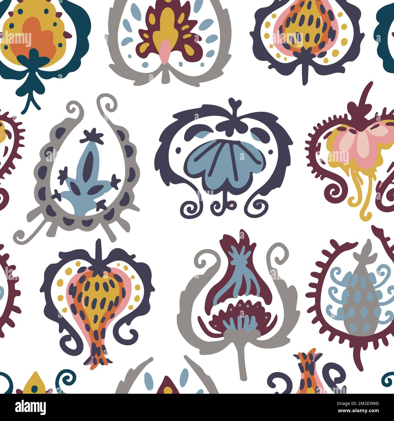 Flowers in bloom, blossom of plants seamless pattern Stock Vector Image ...