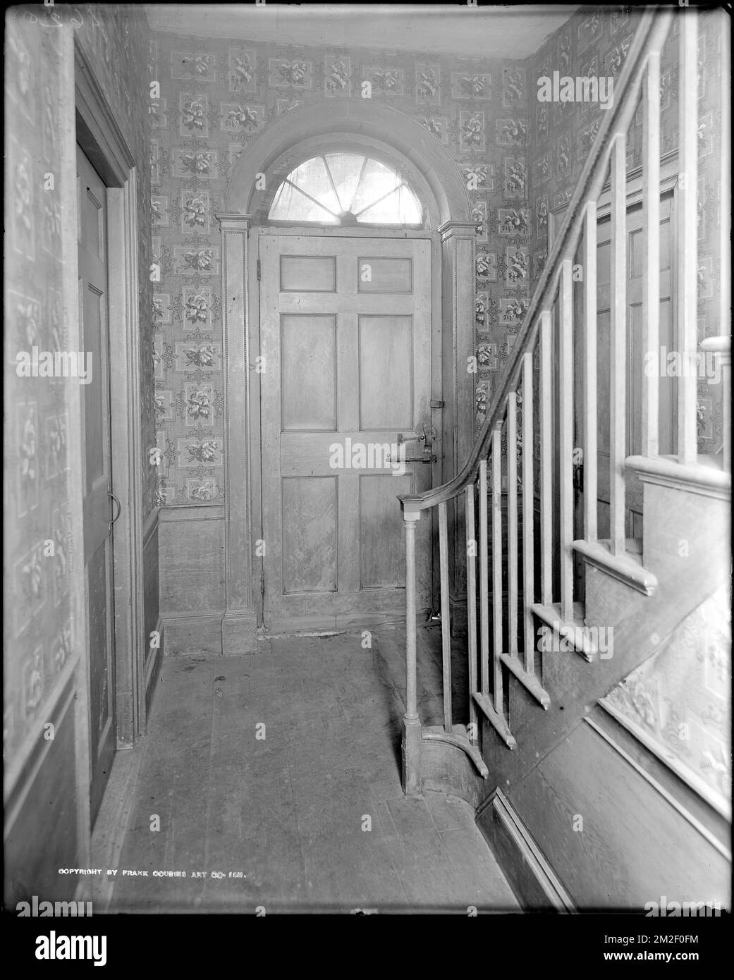 Danversport, 166 High Street, interior detail, side hall and stairway ...