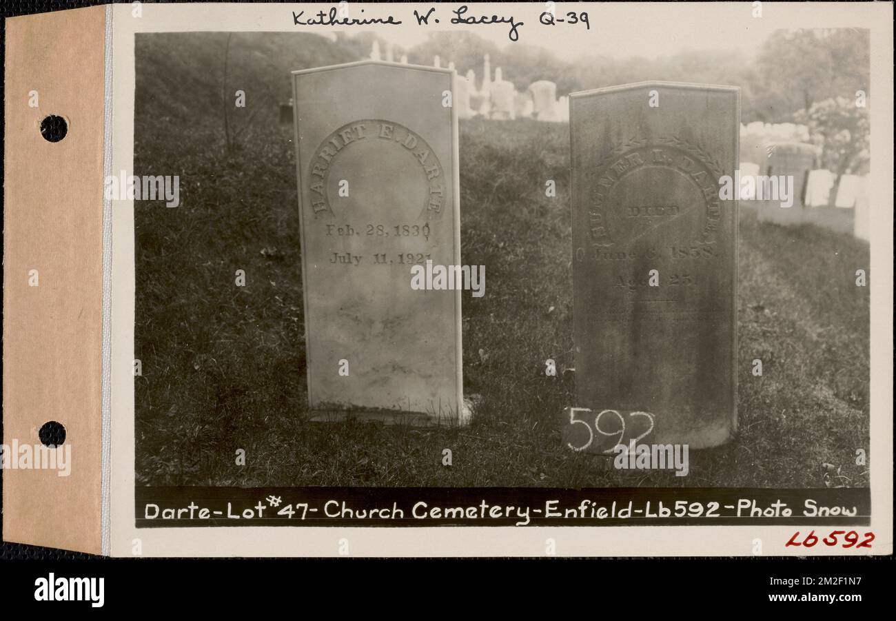 Darte, Church Cemetery, lot 47, Enfield, Mass., ca. 1930-1931 ...
