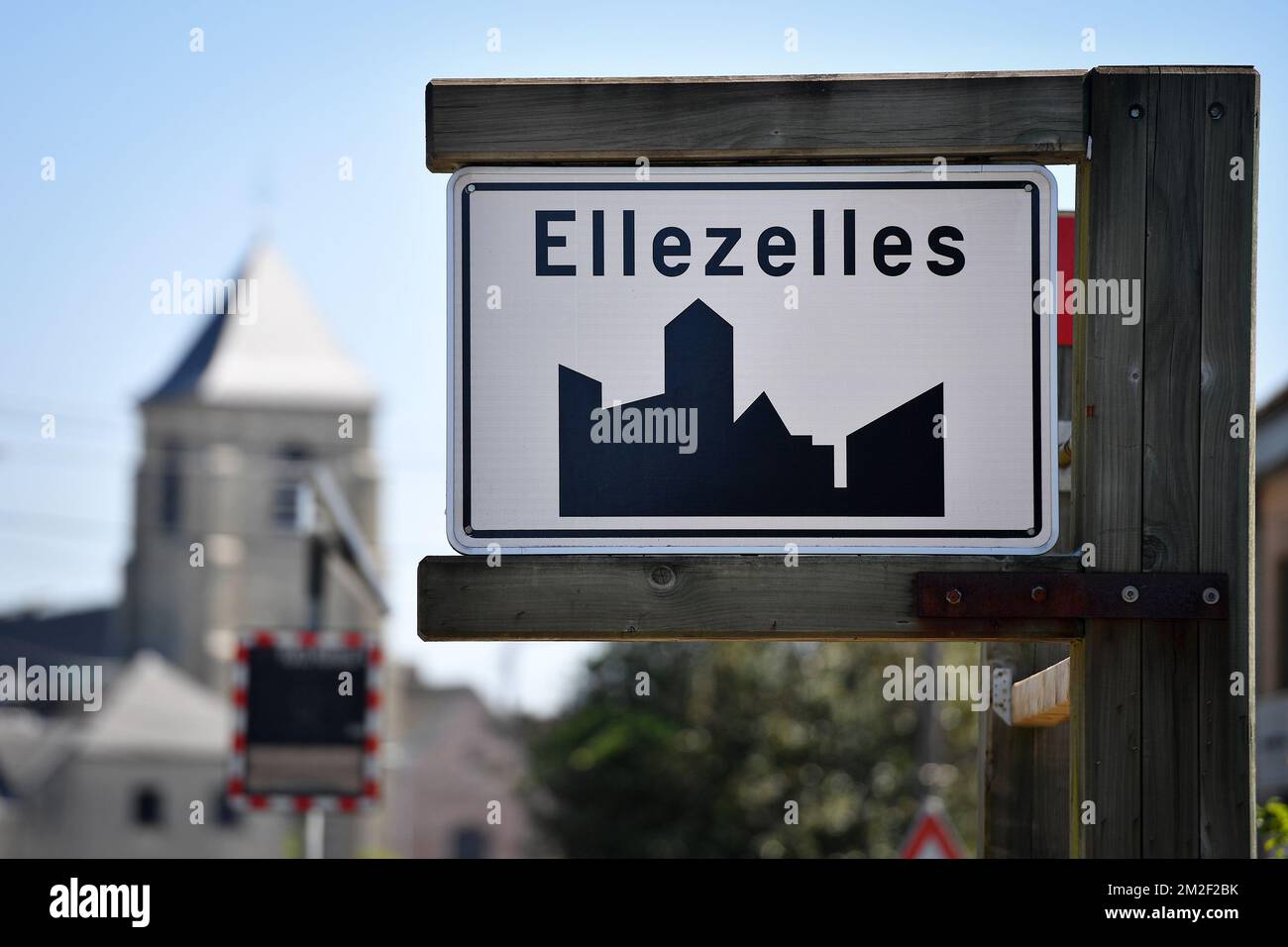 Illustration shows the name of the Ellezelles (Elzele) municipality on ...