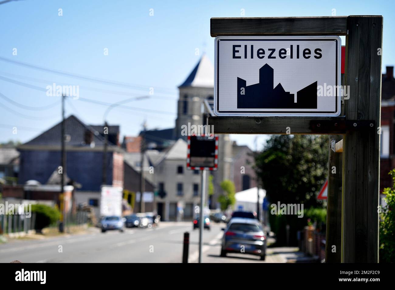 Illustration shows the name of the Ellezelles (Elzele) municipality on ...