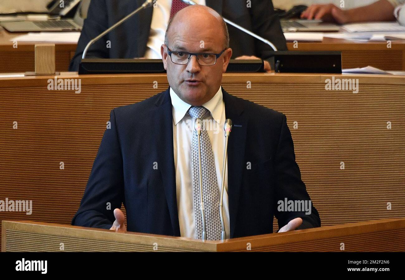 PS' Philippe Courard pictured during a plenary session of the Walloon ...