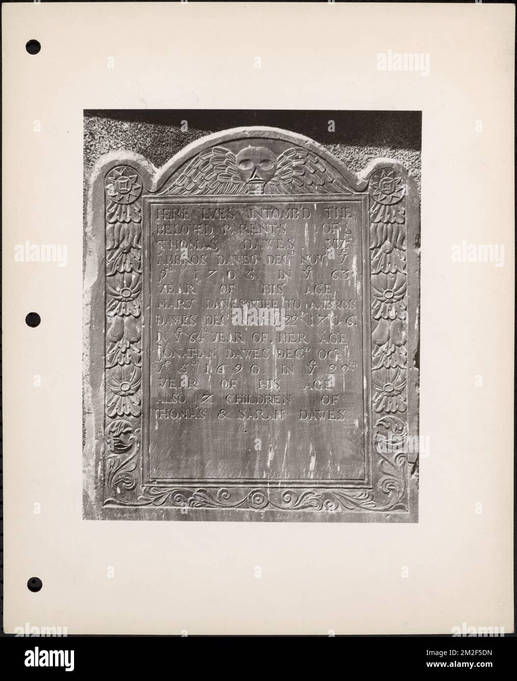 Dawes tombstone , Tombs & sepulchral monuments. The Massachusetts WPA ...