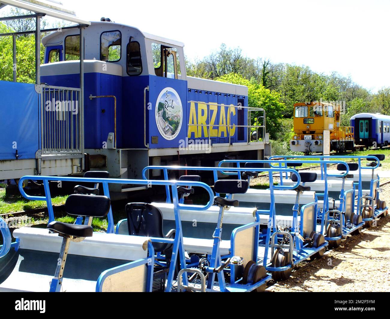 Rail bike | Vélo rail (12) Aveyron 13/05/2018 Stock Photo - Alamy