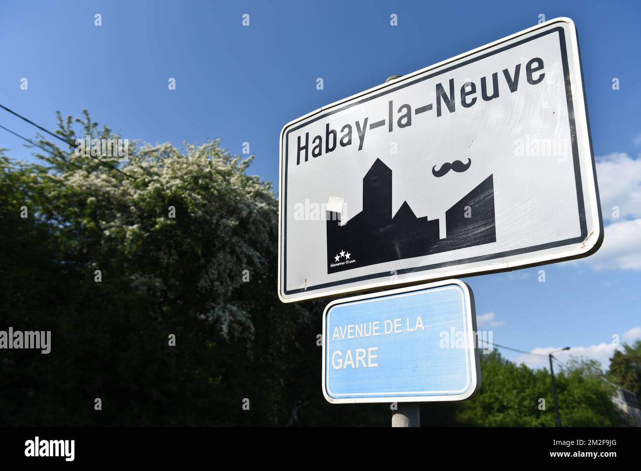 Illustration shows the name of the Habay-la-Neuve Habay municipality on ...